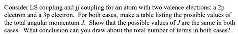 Solved A Consider Ls Coupling And Jj Coupling For An Atom