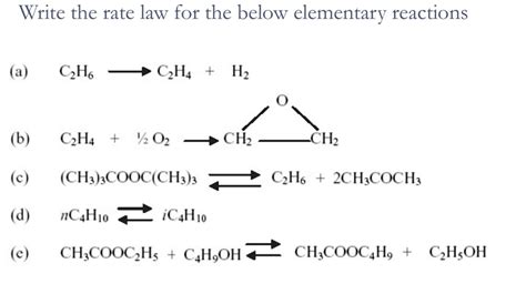 Solved Write The Rate Law For The Below Elementary Reactions A Ch6