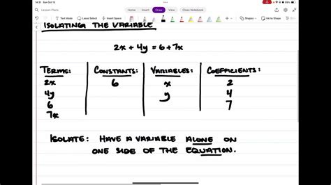 Math Notes Isolating The Variable Youtube