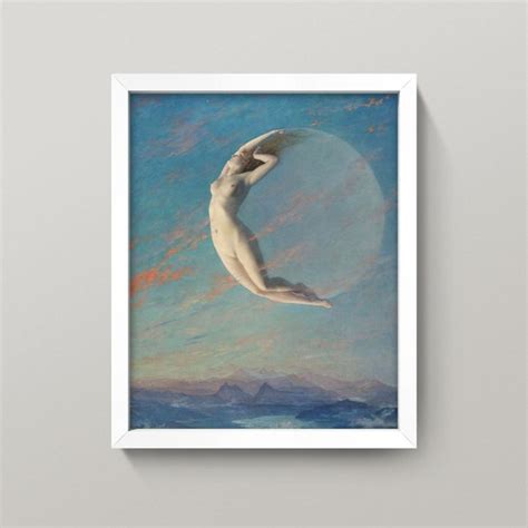 Art Nouveau Nude Moon Painting 3 Sizes Vintage Moon Print Etsy