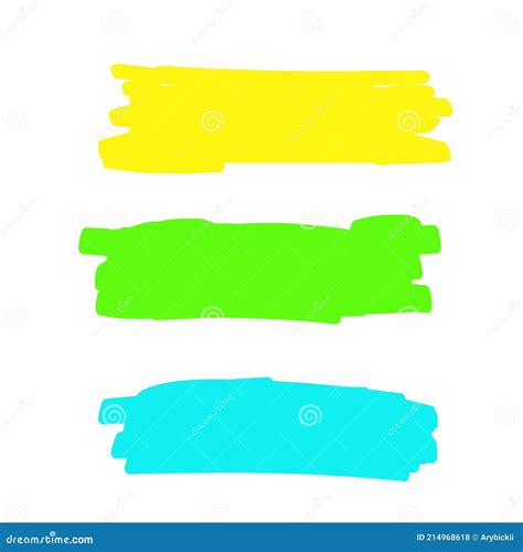 Highlight Brush Stroke Set Vector Color Marker Pen Lines Underline
