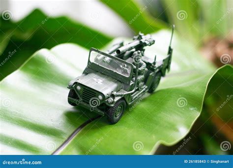Toy Soldier On A Big Banana Leaf Stock Image Image Of Action Outdoor