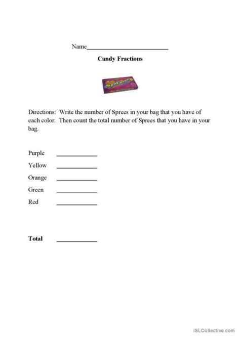 72 Candy English Esl Worksheets Pdf And Doc