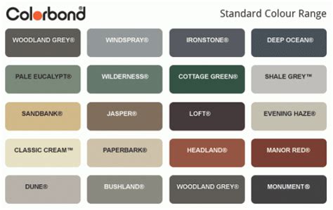 Colorbond Swatches Chart 530  530×335 Shale Grey Colour Schemes