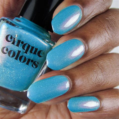 Cyan Blue Vegan Nail Polish Bright Blue Opal Shimmer Holographic