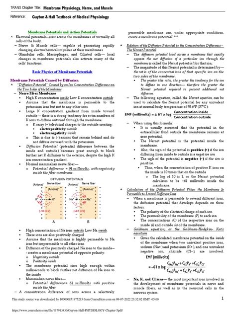 Guyton Hall Physiology Chapter 5 Pdf Download Free Pdf Membrane Potential Action Potential