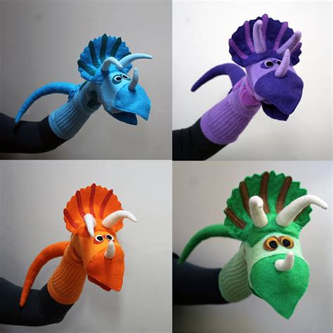 Couture Sock Puppet Dinosaur Triceratops Professionally Etsy