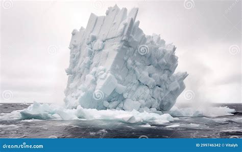 Giant Iceberg In The Shape Of A Cube In The Middle Of A Stormy Ocean