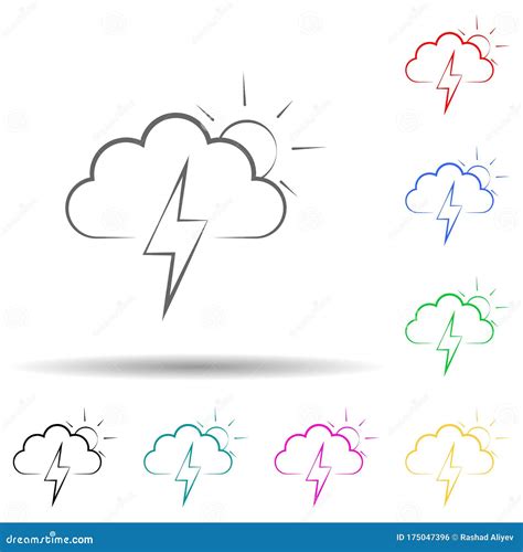Teken Van Gedeeltelijk Onweer Pictogram Met Meerdere Kleuren Voor
