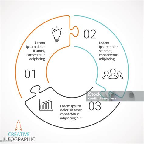 벡터 원 화살표 퍼즐 인포 그래픽 사이클 다이어그램 선형 그래프 프리젠 테이션 원형에 대한 스톡 벡터 아트 및 기타 이미지 원형 3 3가지 개체 Istock