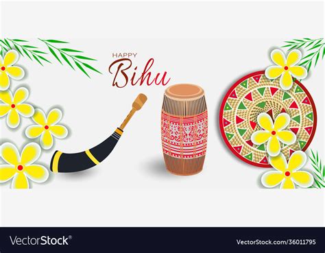 Happy Rongali Bihu Assamese New Year Indian Vector Image