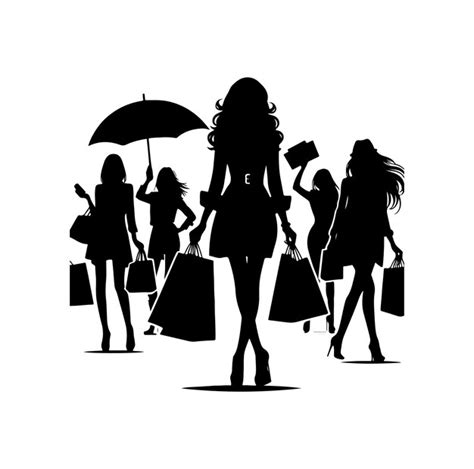 Premium Vector Shopping Girl Silhouette Vector Illustration
