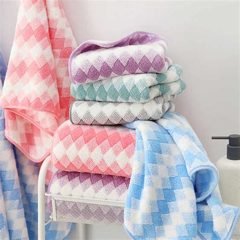 Quick Drying Face Stripe Bath Towel Aose Clean Microfiber Cloth