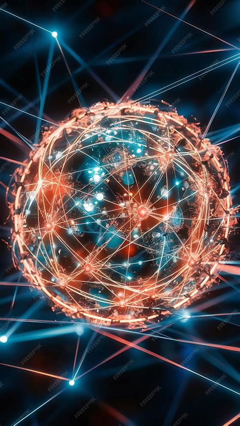 Futuristic 3d Rendering Of Complex Network Structure With Glowing Nodes And Connecting Lines