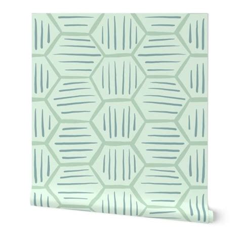 Green Hex Wallpaper Simple Hex Wallpaper Spoonflower