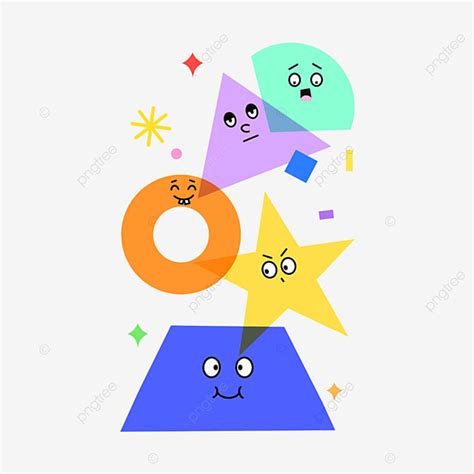 귀여운 일러스트 기하학적 모양이 겹쳐진 조합 이모티콘 별 아름다운 기하 모양 Png 일러스트 및 Psd 이미지 무료 다운로드 Pngtree