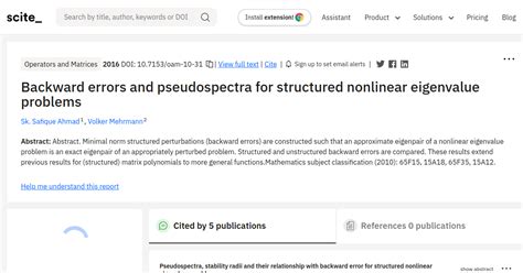 [citation report] backward errors and pseudospectra for structured