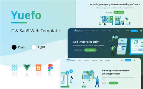 yuefo react vue html figma it saas app landing page template