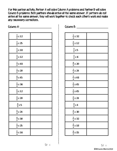 Multiplying Fractions Partner Activity By Wheeler Works Tpt