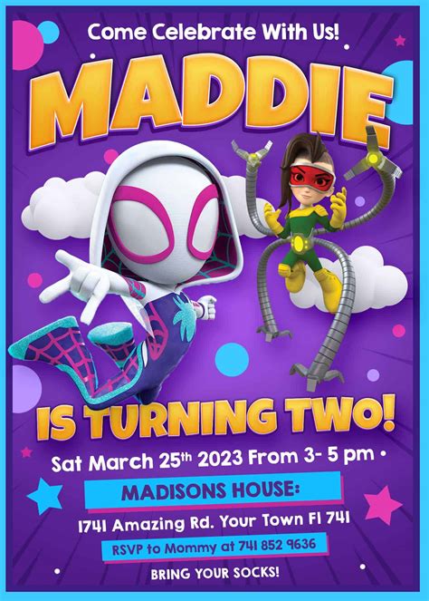 Spider Gwen Birthday Invitation Spider Woman Invite