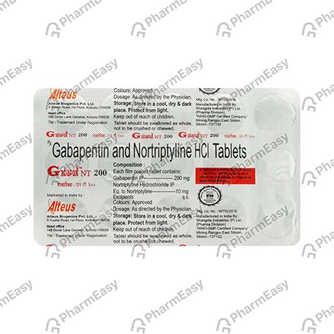 Gabapax Nt 200mg Strip Of 15 Tablets Uses Side Effects Price