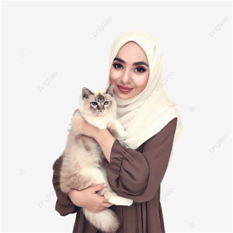 Hijab Girl Holding Cute Cat Ai Generated Girl Headscarf Ai Generated