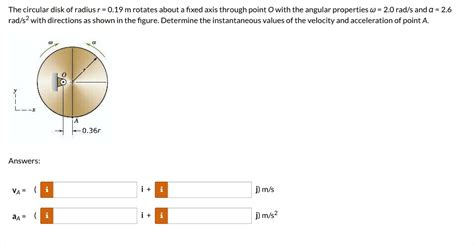Solved The Circular Disk Of Radius R 019 M Rotates About A Fixed