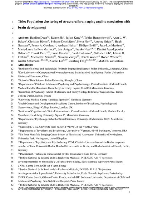 PDF Population Clustering Of Structural Brain Aging And Its