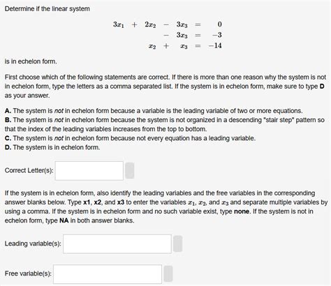 Solved Determine If The Linear System Chegg
