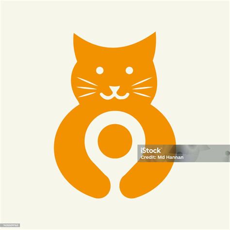 고양이 위치 로고 부정적인 공간 개념 벡터 템플릿 고양이 고정 핀 기호 가축에 대한 스톡 벡터 아트 및 기타 이미지 가축