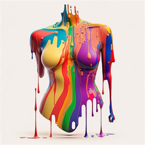 Cuerpo De Mujer Femenino Hecho De Pintura Goteante Foto Premium