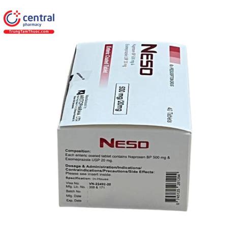 [chÍnh HÃng] Thuốc Neso 500mg 20mg Giảm đau Chống Viêm