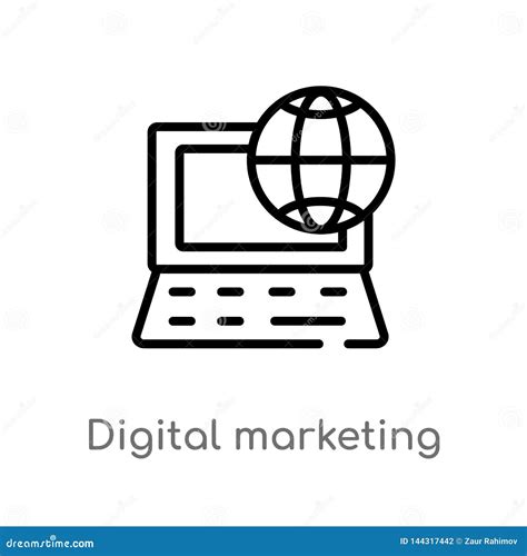 Outline Digital Marketing Vector Icon Isolated Black Simple Line