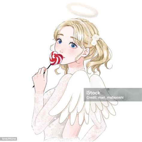 수채화 그림에 여자의 천사 의상 삽화입니다 천사에 대한 스톡 벡터 아트 및 기타 이미지 천사 귀여운 아름다운 사람들