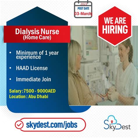 Skydest Hr Consultancy On Linkedin Dialysisnurse Homecare Job Abudhabi Healthcare Uae Nurse