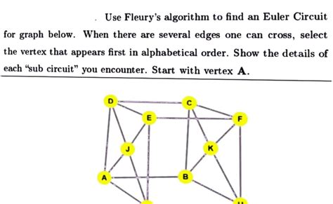 Use Fleury S Algorithm To Find An Euler Circuit For Chegg