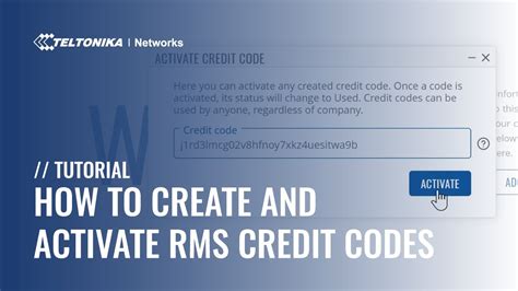 How To Create And Activate Rms Credit Codes