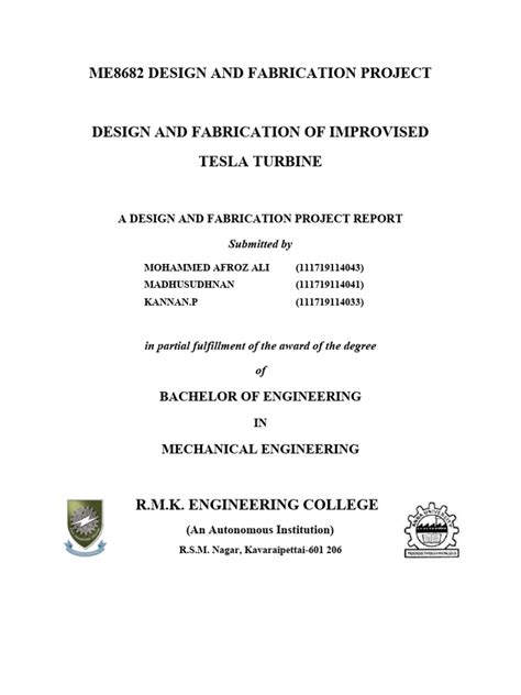 Sample Report On Design And Fabrication Project Pdf Strength Of