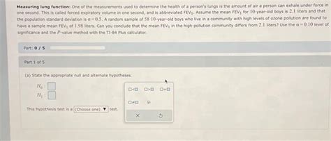 Solved Measuring Lung Function One Of The Measurements Used Chegg