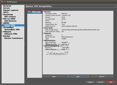Konfigurasi Qemu Mikrotik GNS3 Linux