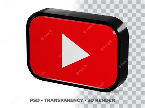 Premium Psd 3d Youtube Button With Transparency Background