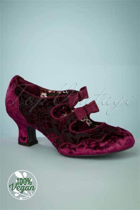 Ruby Shoo 50s Sophia Velvet Pumps In Wine Topvintage