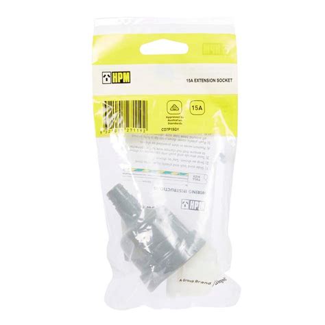 Hpm Electrical Extension Cord Socket End 15a Grey