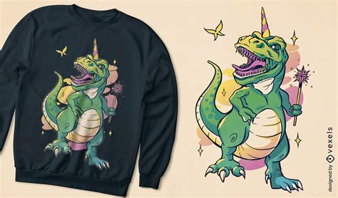 Descarga Vector De T rex Con Diseño De Camiseta De Varita Mágica
