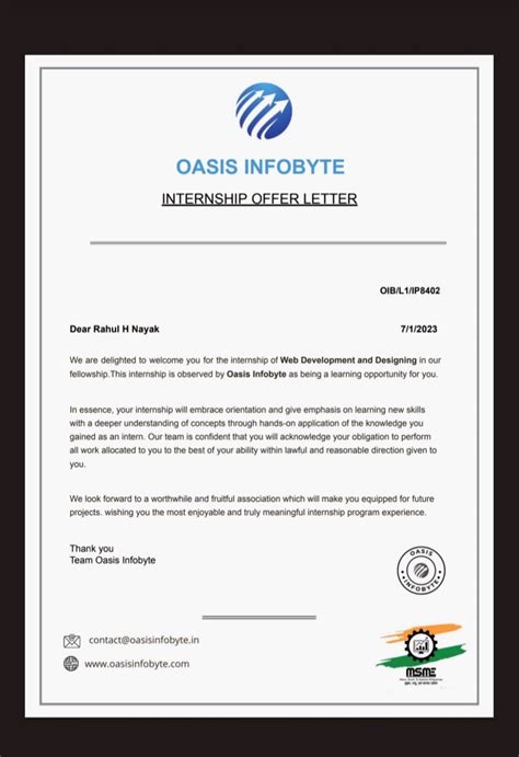 Rahul Nayak On Linkedin Oasisinfobyte Internshipopportunity Learning
