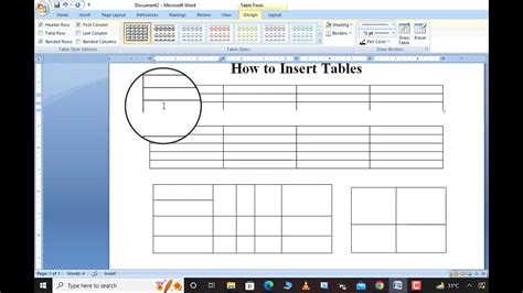 Ms Word Different Methods To Insert Tables Tutorial In Urdu Hindi