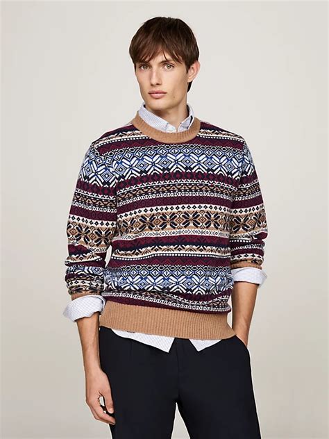 Fair Isle Wool Blend Jumper Brown Tommy Hilfiger