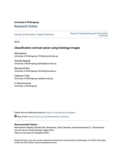 Pdf Classification Cervical Cancer Using Histology Images Dokumen Tips