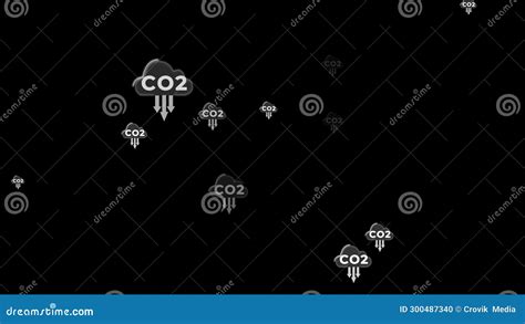 Co2 Particles On Black Background With Arrows For Reduction Carbon