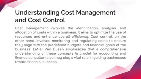 Ppt Lamar Van Dusen Effective Cost Control Methods For Accounting